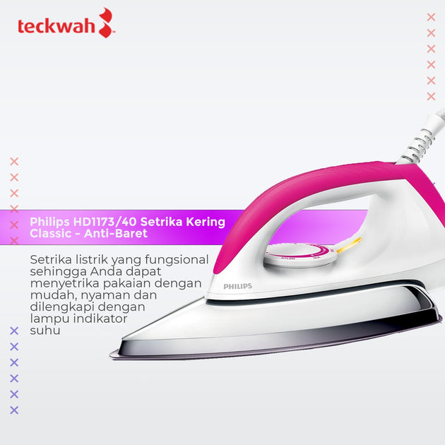 Teckwah Online ID | Philips HD1173/40 Setrika Kering Classic