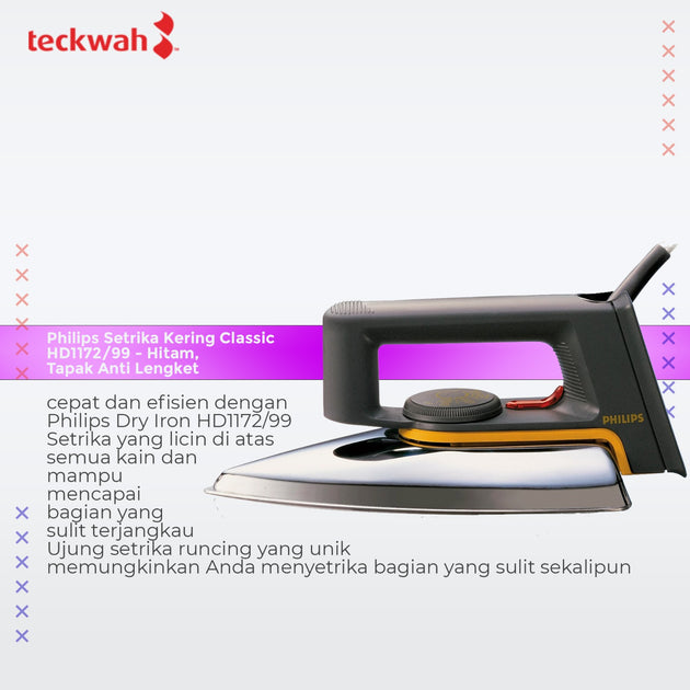 Teckwah Online ID | Philips Setrika Kering Classic HD1172/99 - Hitam